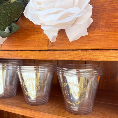 Monogram Plastic Party Cups, Personalized Hard Plastic Cups ...
