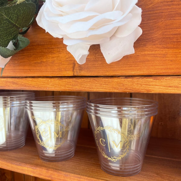 Monogram Plastic Party Cups, Personalized Hard Plastic Cups ...