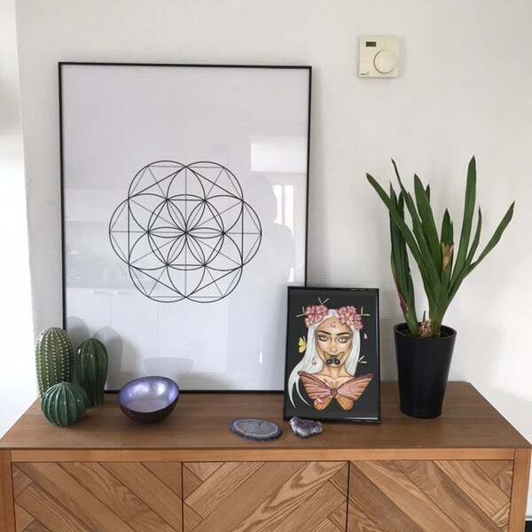 Printable Interlocking Circles Minimalist Sacred Geometry Nordic Poster ...