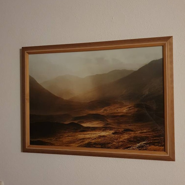 GLEN AFFRIC - Print, Framed, Canvas - Golden Scottish Mountain ...
