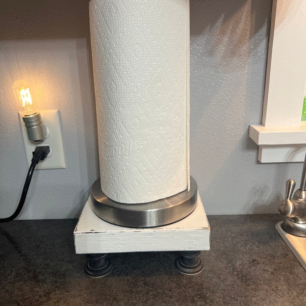 Farmhouse Riser Pedestal Stand White Black Distressed Kitchen - Etsy