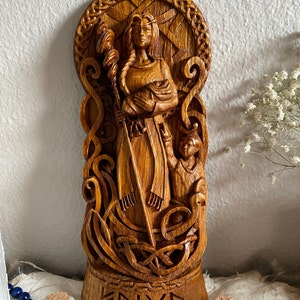 Frigga, God Viking, Wood Carved Frigg Statue, Friga, God Altar ...