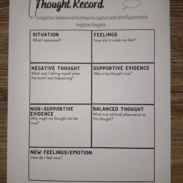 Printable CBT Thought Record - Etsy