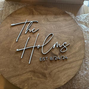 Round Family Last Name Sign With Engraved Botanical Frame and Raised ...