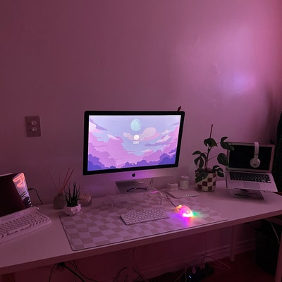 Cute Beige Desk Mat Checkered Y2k Aesthetic Desk Accessories Keyboard ...