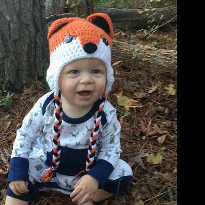 Red Fox Crochet Hat Wildlife Animal Winter Hat Photo Prop Crochet Hat ...