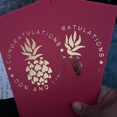 Long Personalized Stencil Red Envelope: Wedding, Welcome Baby, Happy ...