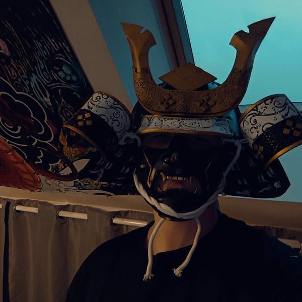 Samurai Daimyo Helmet Cosplay Mask Costume - Etsy