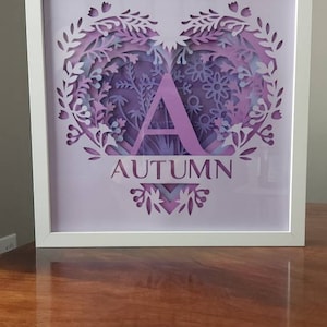 3D Love Split Monogram A-Z Shadow Box, Custom Name, 3D Heart of Love ...