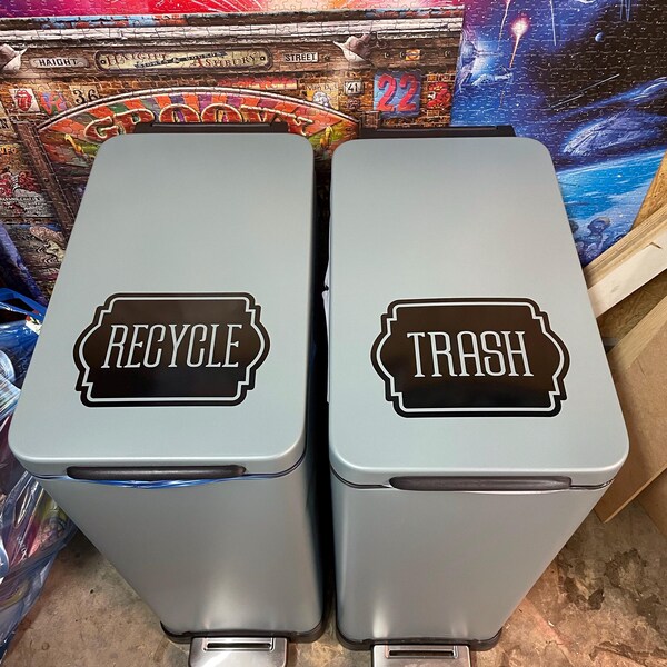 Trash and Recycle Decal Set, Garbage Barrel and Recycling Stickers ...