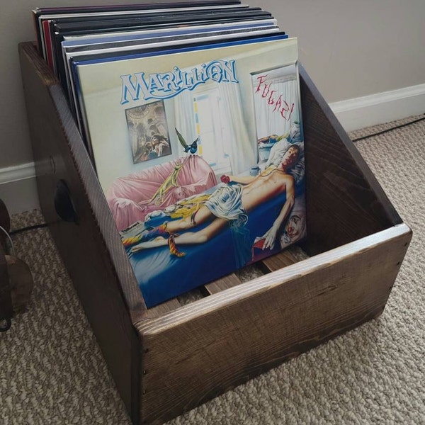 Vinyl Record Storage Box | Reclaimed Wood Album Display Crate | Rustic ...