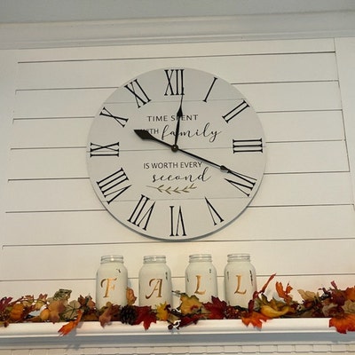 Large Wall Clock off White Clock Farmhouse Living Room Decor Wall Clock ...