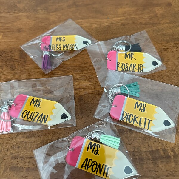 Custom Teacher Pencil Keychain - Etsy