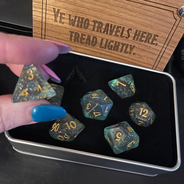 Sunken Artifact Dice, Steampunk Dice Set With Gear Inclusions, With Cog ...