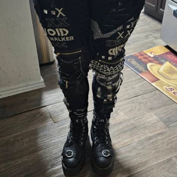 Custom Handmade Punk Rock Goth Emo Metal Cyber Dark Ripped Crazy Weird ...