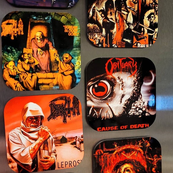 Custom Rock Music Fridge Magnet Set: Album Covers & Guitar Players - Etsy