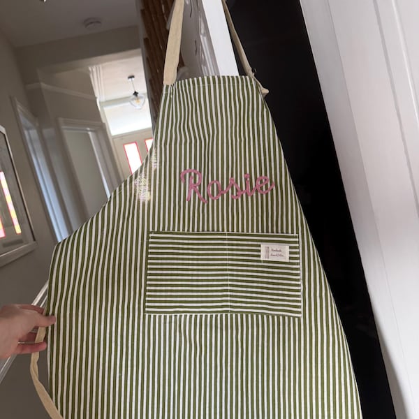 Custom Kitchen Apron,personalized Hand-embroidered Apron,name Apron ...