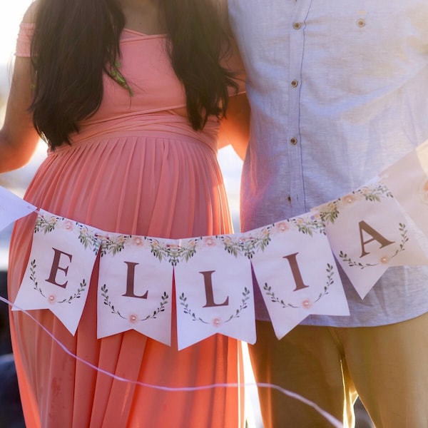 Floral Baby Shower Banner, Pink Rose Baby Shower, Bridal Shower Banner ...
