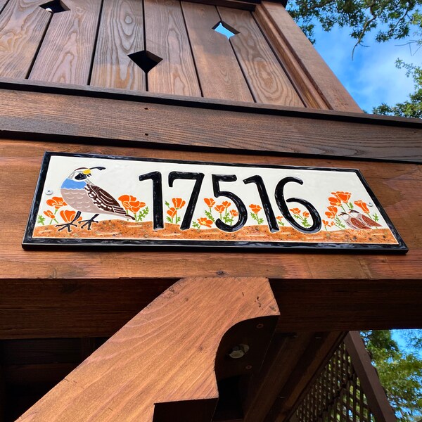 Quail With Poppies Address Tile - Etsy