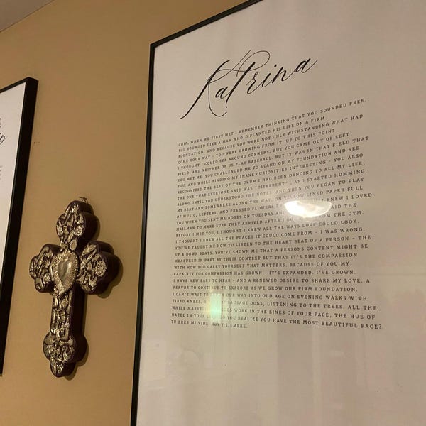 Custom Calligraphy Wedding Vows Set, Her His Vows Gift, Framed Vows ...