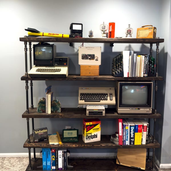 Steampunk Book Shelf, Industrial Bookcase, Wooden Book Case, Wooden ...