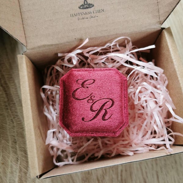 Embroidery Ring Box Personalized Monogram Ring Box Custom Embroidery ...