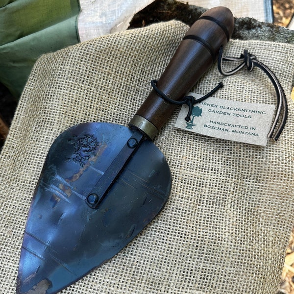 Handforged Garden Planting Trowel With Handturned Black Walnut Handle ...