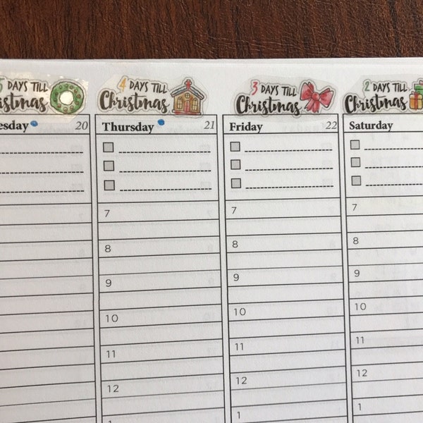 Christmas Countdown Printable Planner Stickers, Watercolor Christmas ...