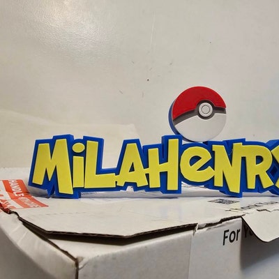 Custom Pokemon Style Name Plate, Personalised Desk Sign, Boy Gift, Gift ...