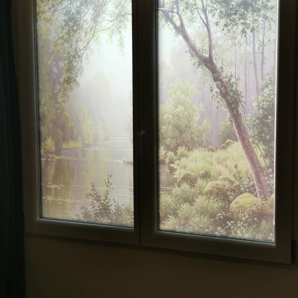 Forest Window Film Self-adhesive, Fantasy Misty Jungle Plant Bamboo ...