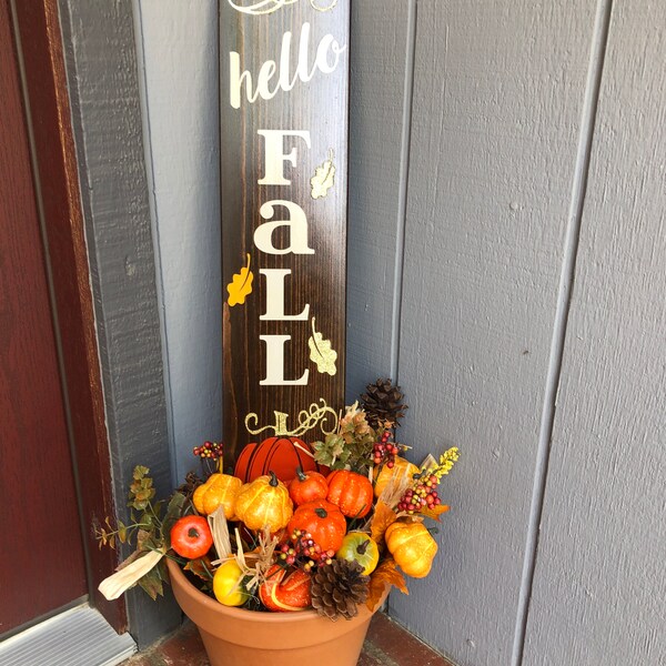 Hello Fall Porch Sign I Fall Sign I Fall Decor I Porch Sign I Autumn I ...
