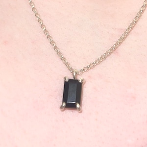 Stunning Rectangle Black Onyx Necklace Simple Crystal Pendant ...