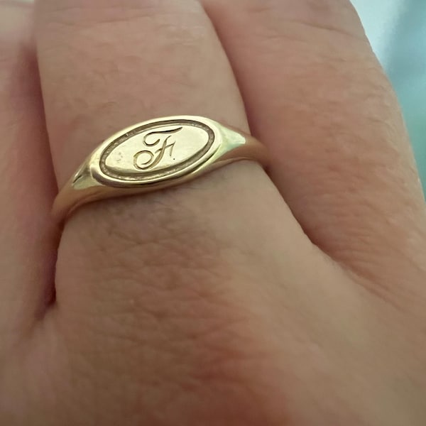 Hand-engraved Initial Pinky Signet Ring: Sterling Silver or Gold - Etsy