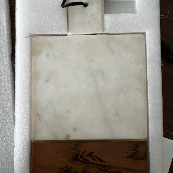 Personalized Marble Wood Cutting Board With Coaster, Wedding Gift ...