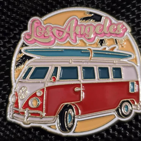 Los Angeles USA Travel Pin 1.25" Inch, Soft Enamel Pin, Golden Metal ...
