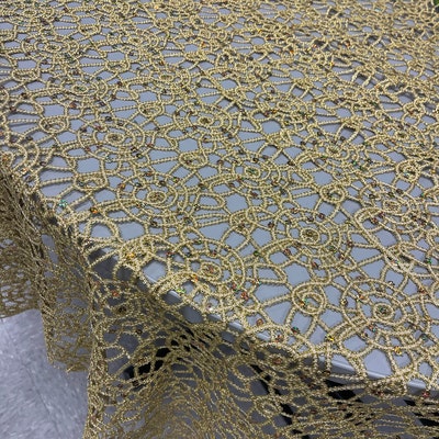 Silver Alice Metallic Lace Sequin Table Overlay Only 1 Left - Etsy