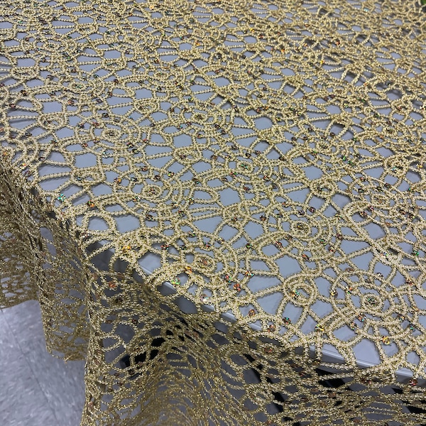 Silver Alice Metallic Lace Sequin Table Overlay - Only 1 Left - Etsy