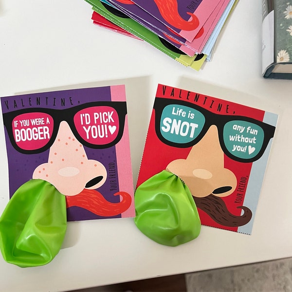 Funny Booger Nose Picking Valentines Classroom Balloon Holder ...