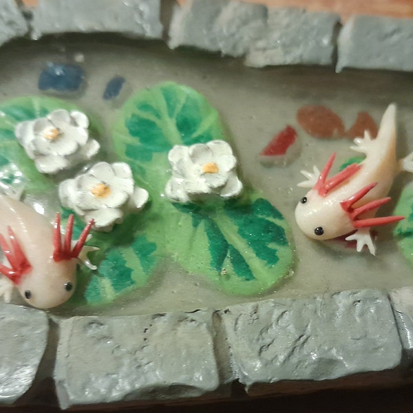 Miniature Clay Axolotl Smiling in the Tank - Etsy
