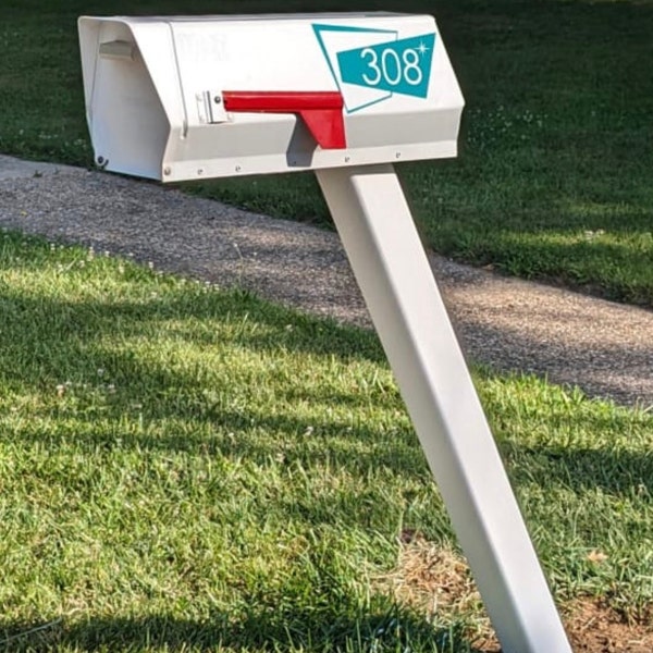Atomic Quad Starburst Set of 2 DECALS Mailbox Address Numbers Retro Mid ...