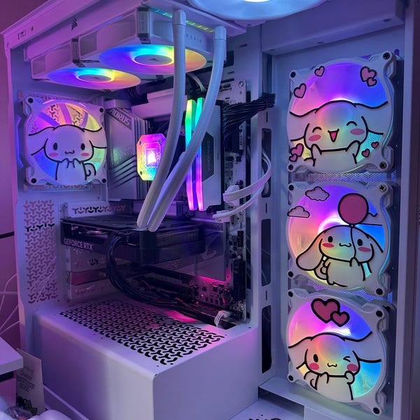 White Puppy Collection - Artisan Tri Color Gaming Computer Fan Shroud ...
