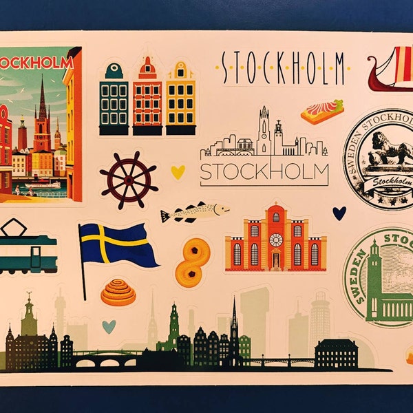 A5 Sticker Sheet Stockholm Landmarks Vinyl Stickers Sweden Beach ...