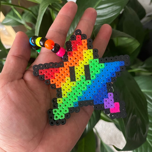 Neon Rainbow Power up Star Perler Bracelet - Etsy