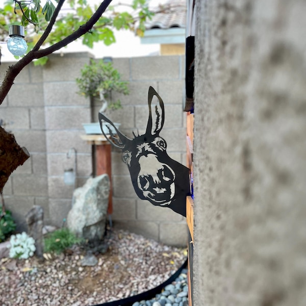 Steel Peek-a-boo Donkey Fence Post Decoration Yard Art - Etsy