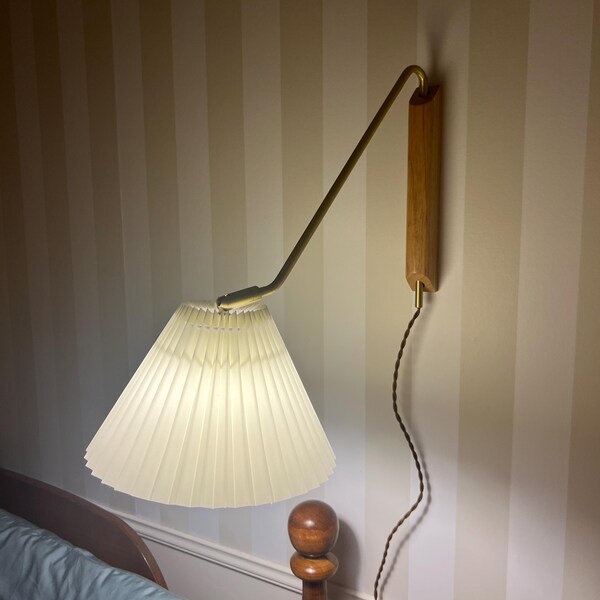 Wood Table Lamp, Bedside Lamp,wooden Lamp,wooden Pillar Pleated Table ...