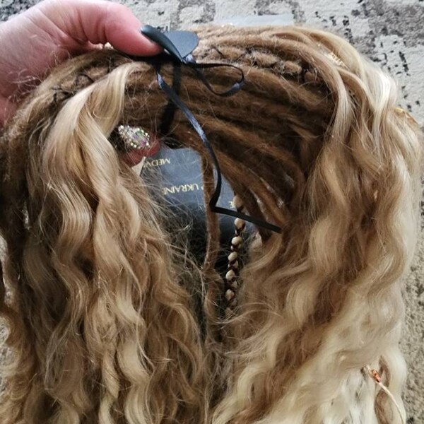 Synthetic Brown Curly Dreads Hand Made Dreads Dreadlock Extensions Full ...