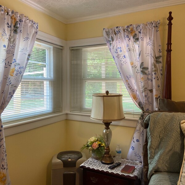 Retro Wildflower Nature Window Curtain, Exotic Print, Cotton, Sheen or ...