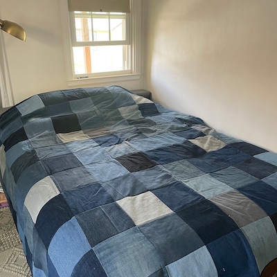 Up-cycled Denim Quilt Made From Recycled Jeans Every One Unique - Etsy