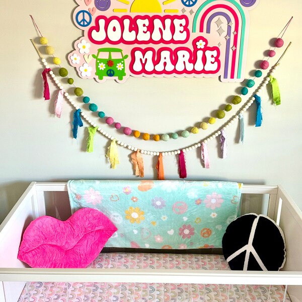 Custom Boho Name Sign – Retro Rainbow Nursery Decor - Etsy
