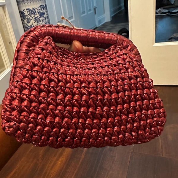 Red Metallic Woven Clutch: Handmade Evening Bag - Etsy